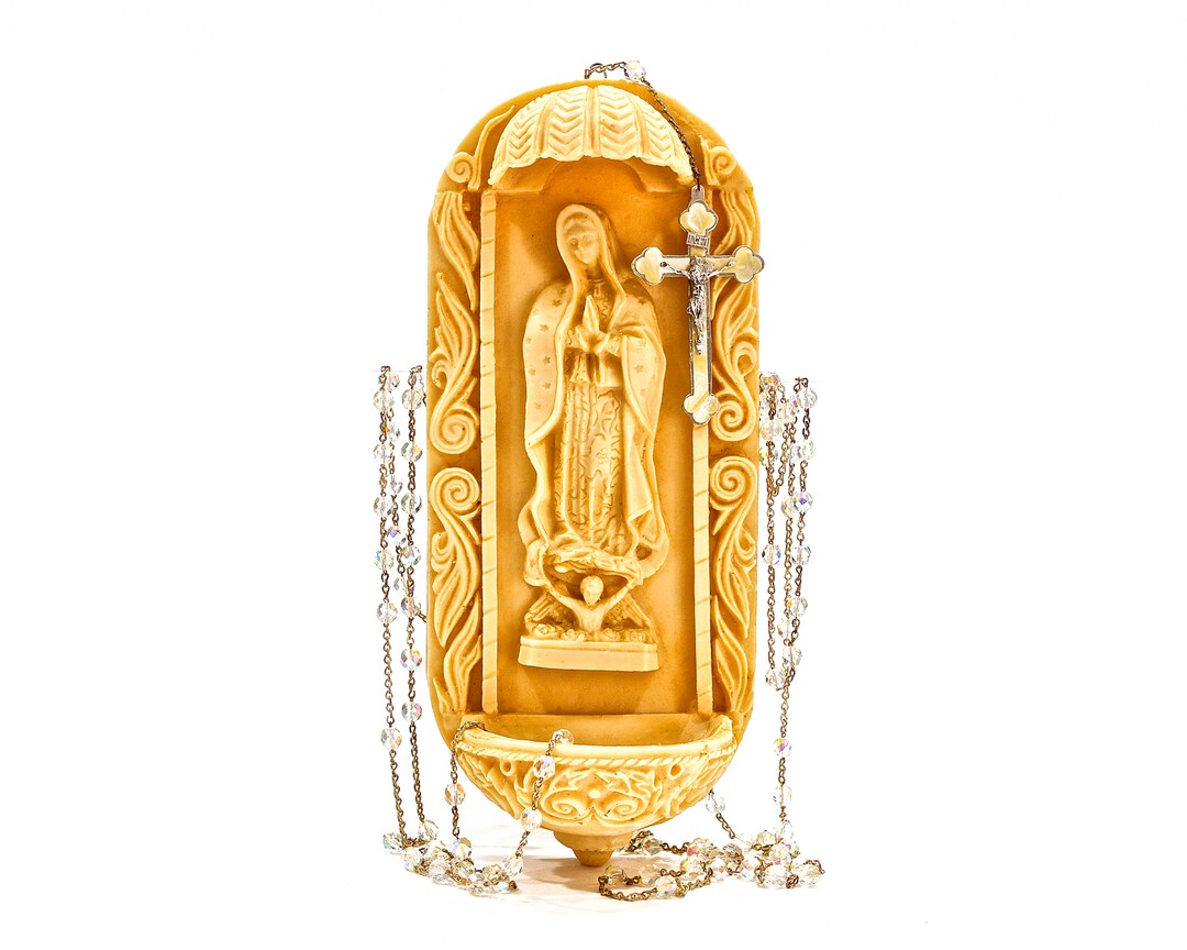 Vintage Alabaster Resin Madonna Holy Water Stoup - Religious Wall ...