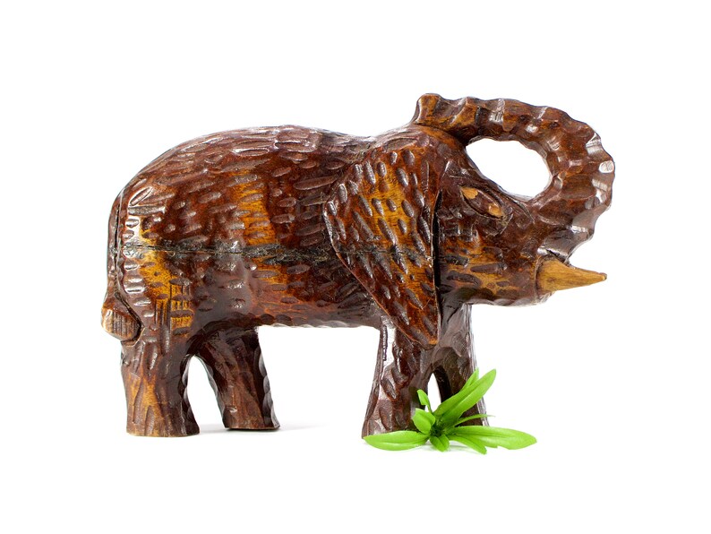 VINTAGE: Large Hand Carved Wood Elephant Good Luck Sculpture | Etsy