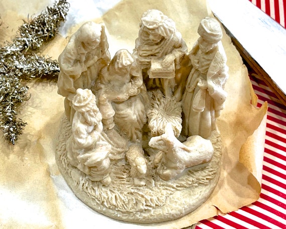 VINTAGE: Nativity Figurine Holy Family Alabaster Resin - Etsy