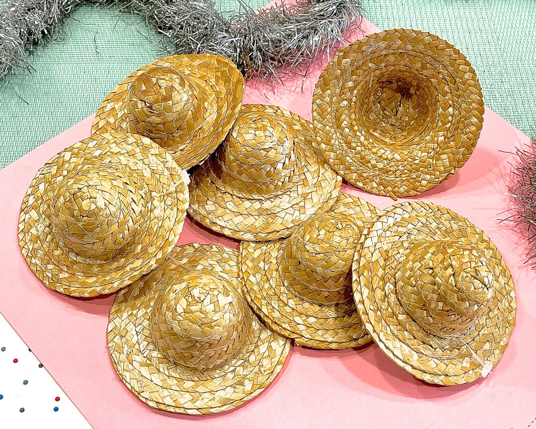 VINTAGE: 6pcs - 1980s Mini Woven Straw Hats Doll Making DIY Craft ...