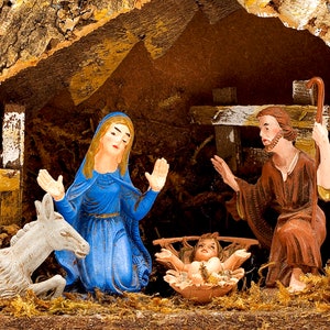 VINTAGE: Manger Nativity - Nativity Set in Wood Barn - Manger - Barn ...