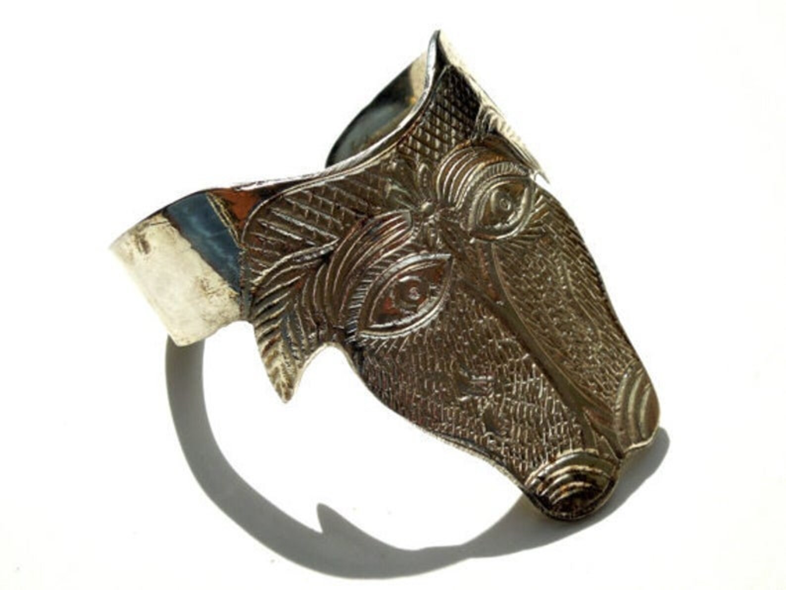 Deadstock VINTAGE: 1970s Silver Brass Bull Cow Cuff Unique, Boho, Gipsy ...