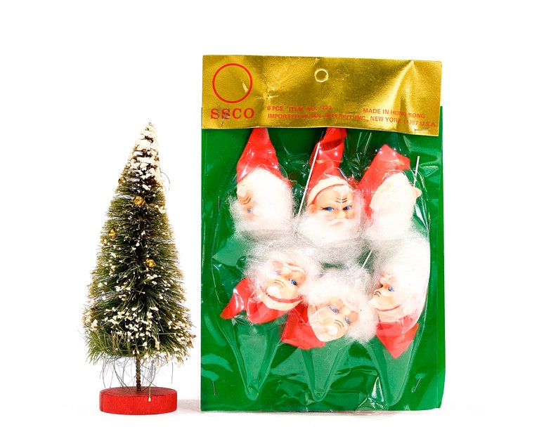 VINTAGE: SSCO Santa Head Picks in Package Christmas Crafts | Etsy