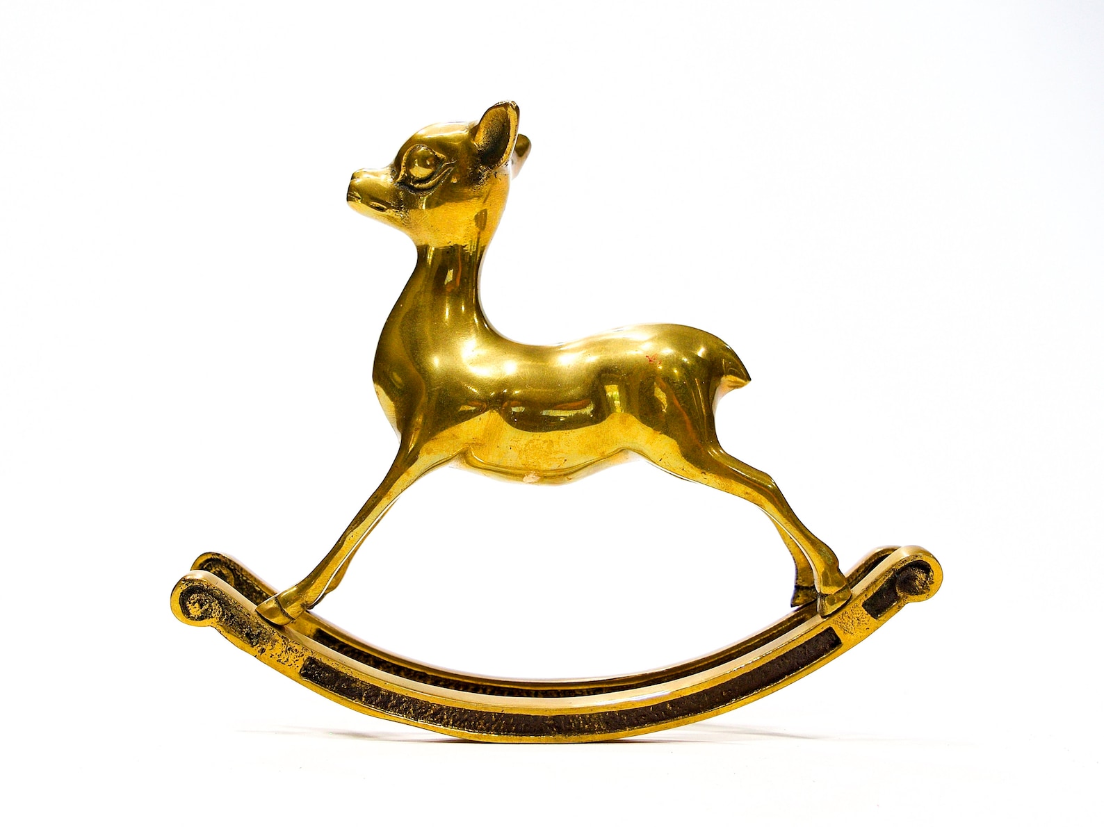 VINTAGE: Solid Brass Rocking Reindeer Figurine Brass - Etsy