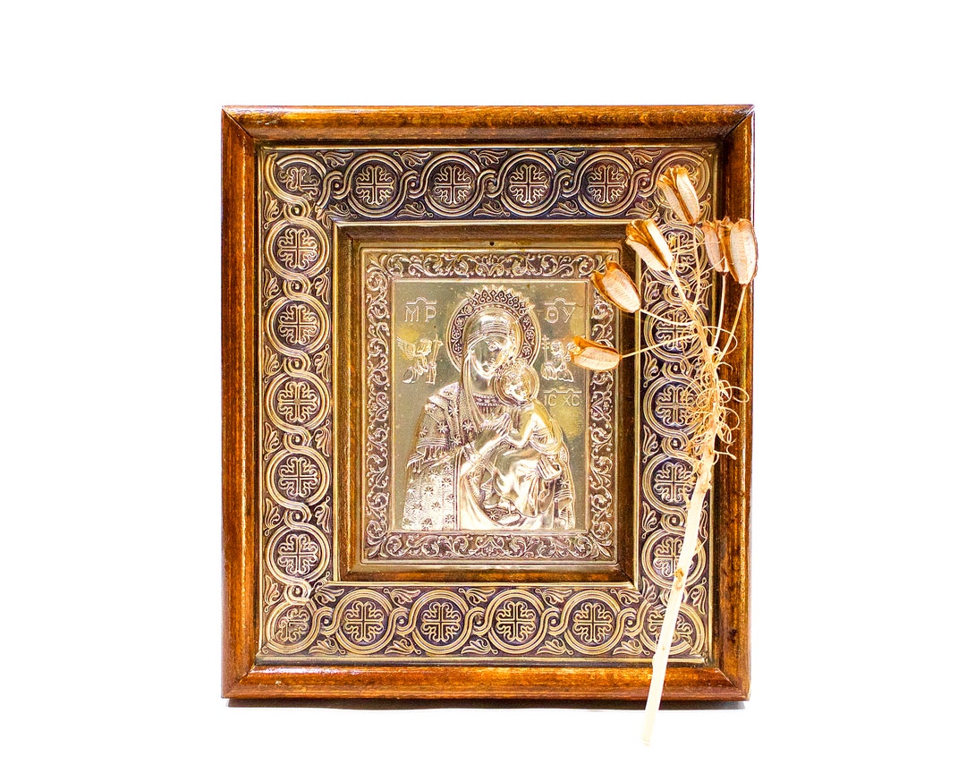 Vintage Wood Framed Our Lady of Perpetual Help Greek Icon Shadow Box - Etsy