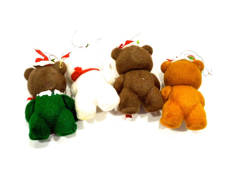 VINTAGE: 4 Old Plastic Flocked Bear Ornament Bear Ornament | Etsy