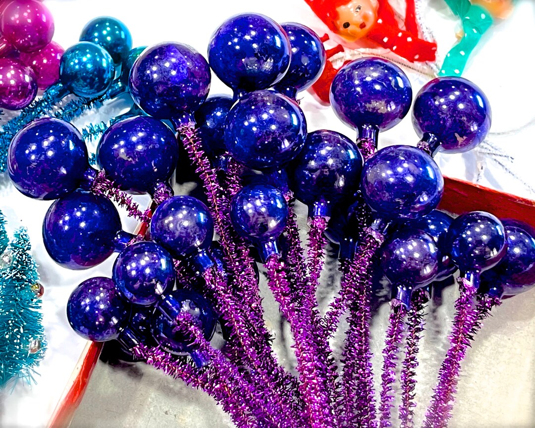 VINTAGE: 6pcs Unique Hand Blown Dark Purple Glass Ball Picks - Etsy