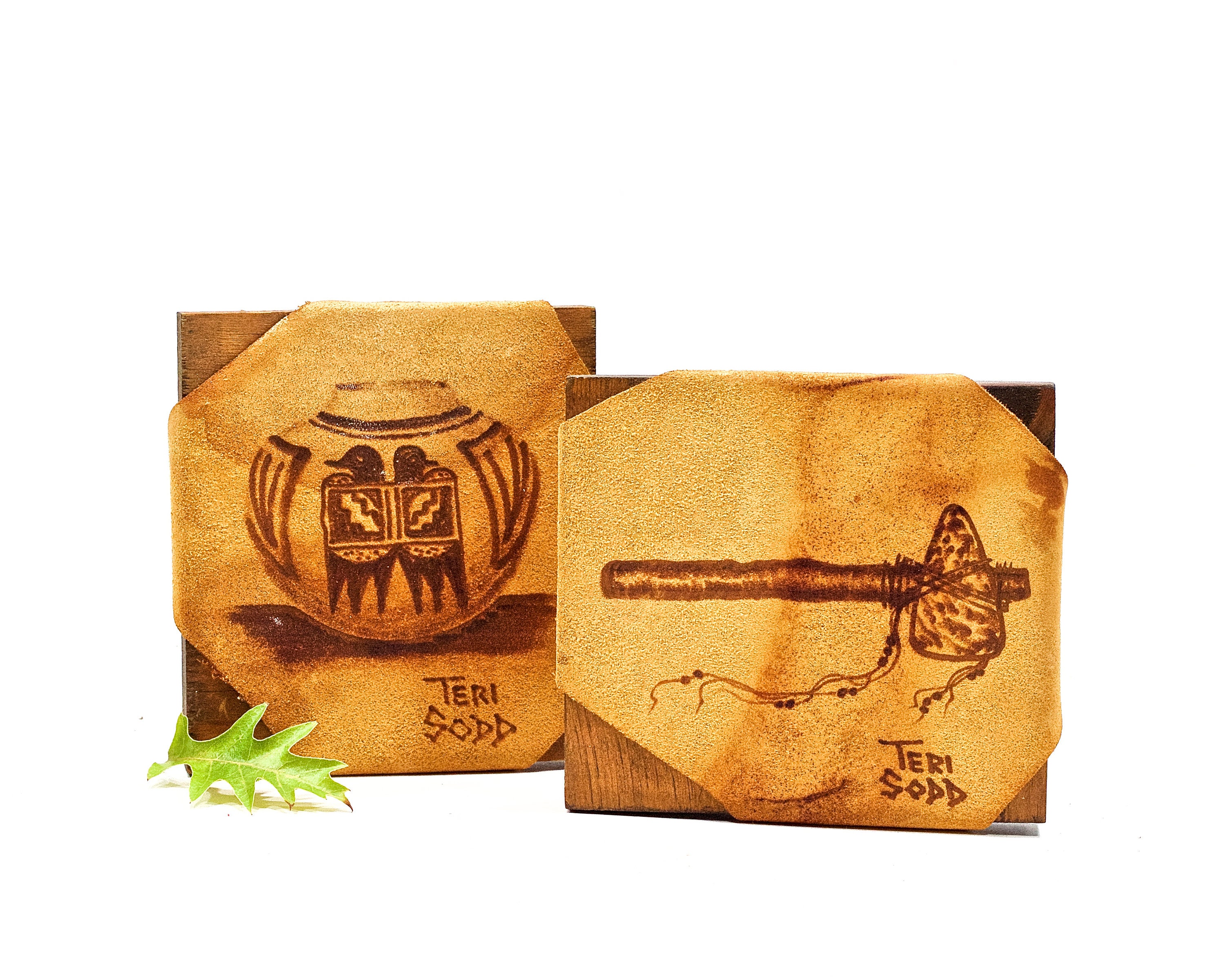 VINTAGE: Tooled Leather & Wood Art by Teri Sodd Native - Etsy