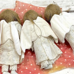 VINTAGE: 3pcs Porcelain Angel Doll Ornaments Fabric Angel Dolls ...