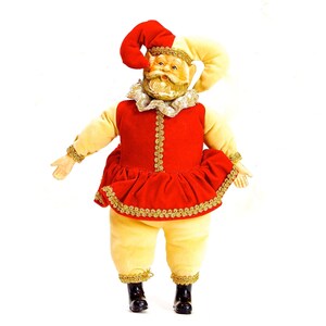 VINTAGE: 10.5 Large Santa Claus Jester Doll Ornament Velvet Santa ...