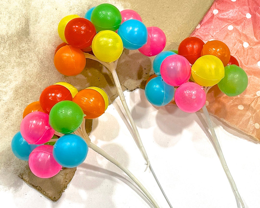 VINTAGE: 3pcs Balloons Toppers Picks Crafts Birthday Cake Decorations ...