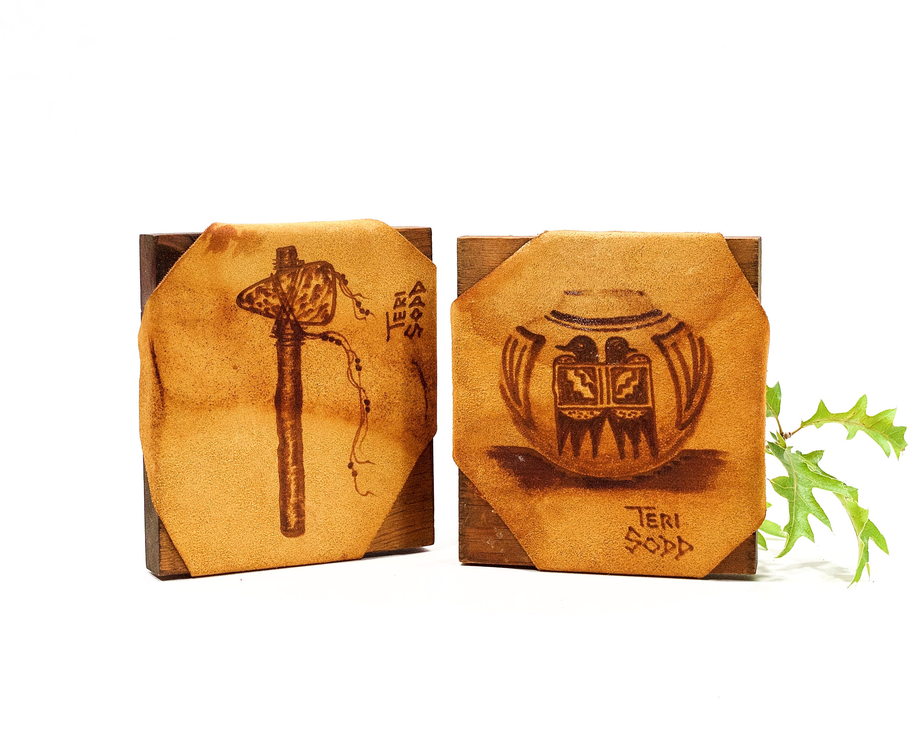 VINTAGE: Tooled Leather & Wood Art by Teri Sodd Native - Etsy