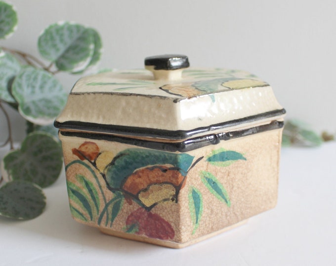 Vintage Ceramic Trinket Box | Made in Japan Octagon Lidded Storage ...