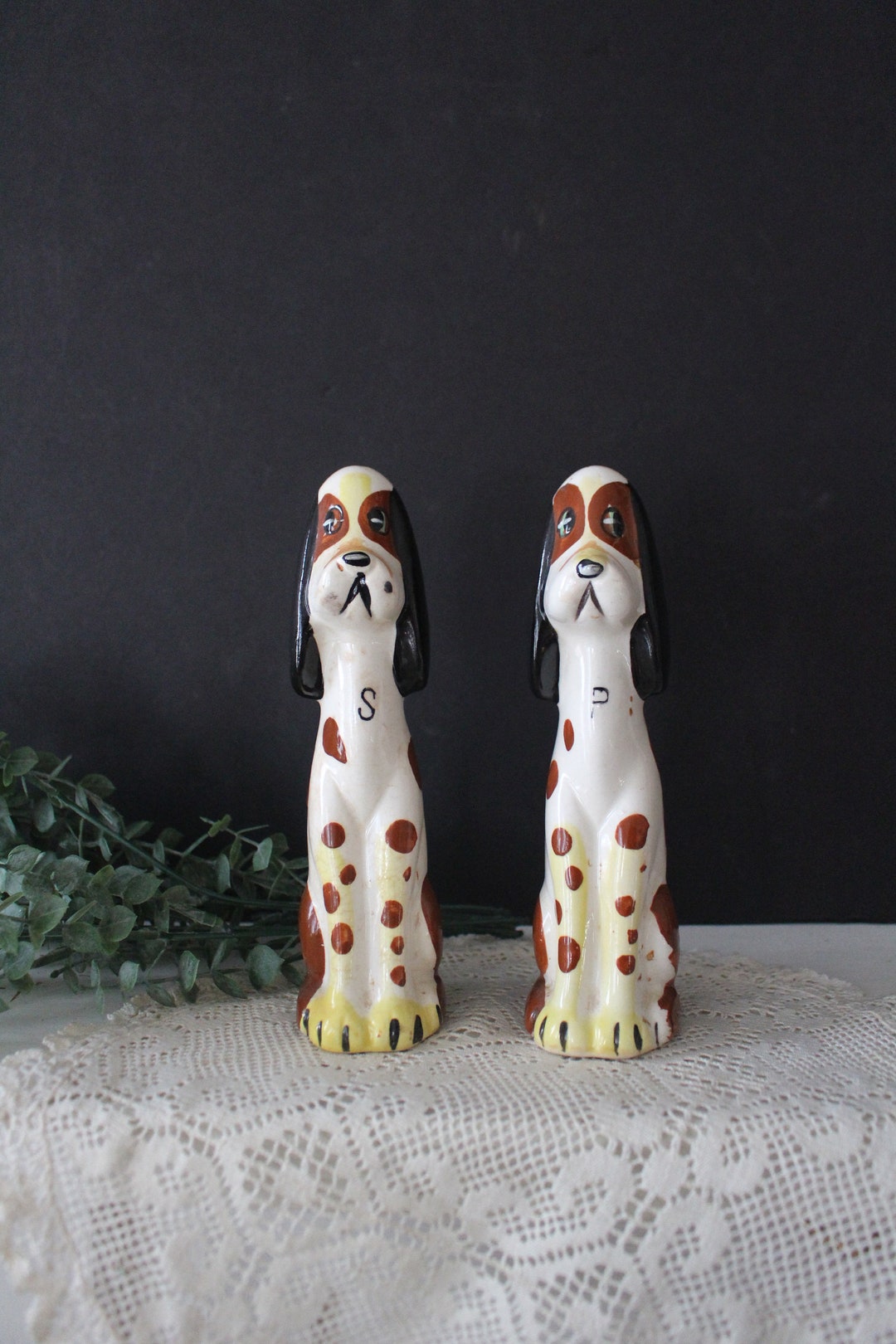 Vintage Salt & Pepper Shakers - Tall Spotted Dog Shaker Set - Retro Mid ...