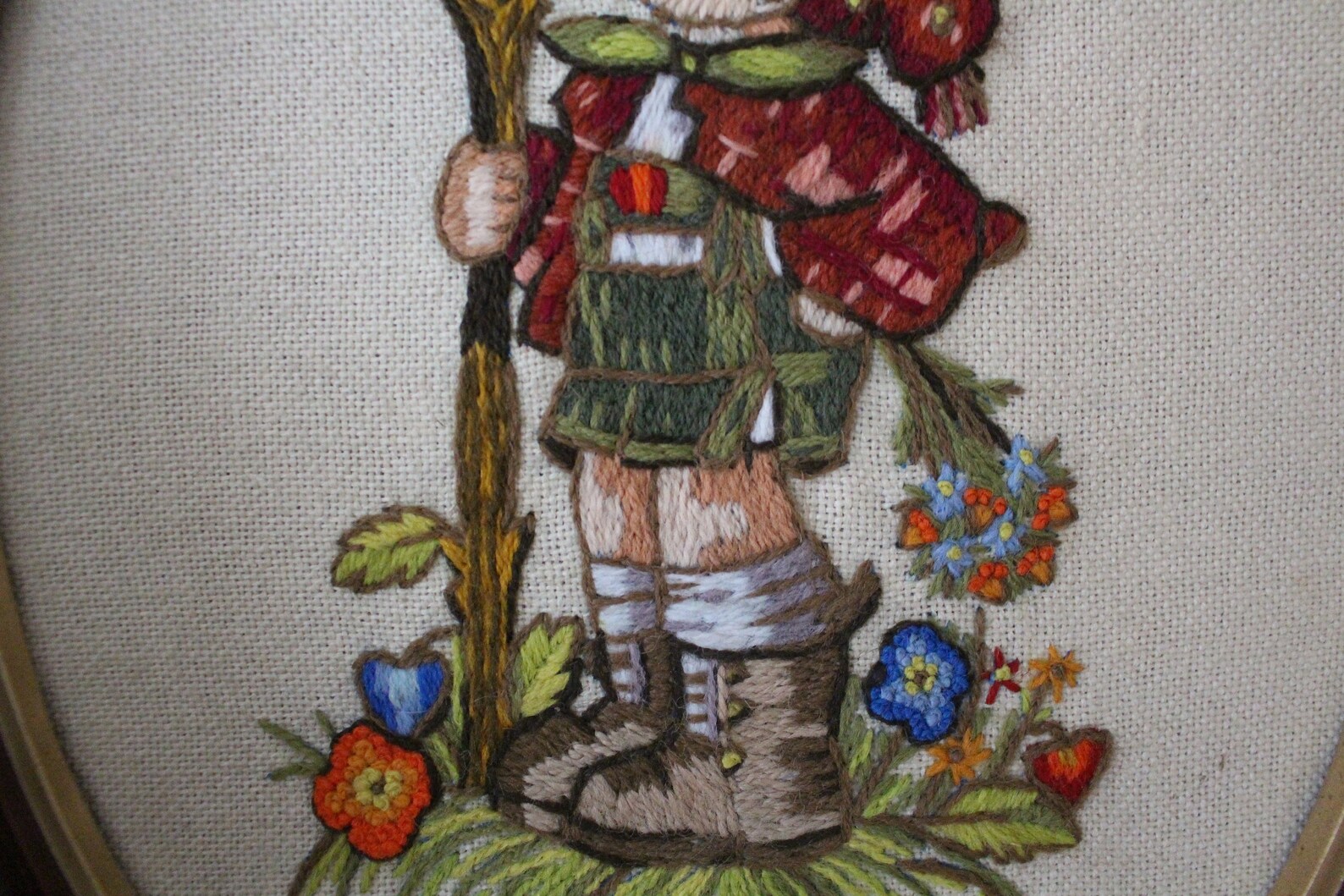 Vintage 1960s Hummel Embroidery Art, Oval Framed Little Girl With ...