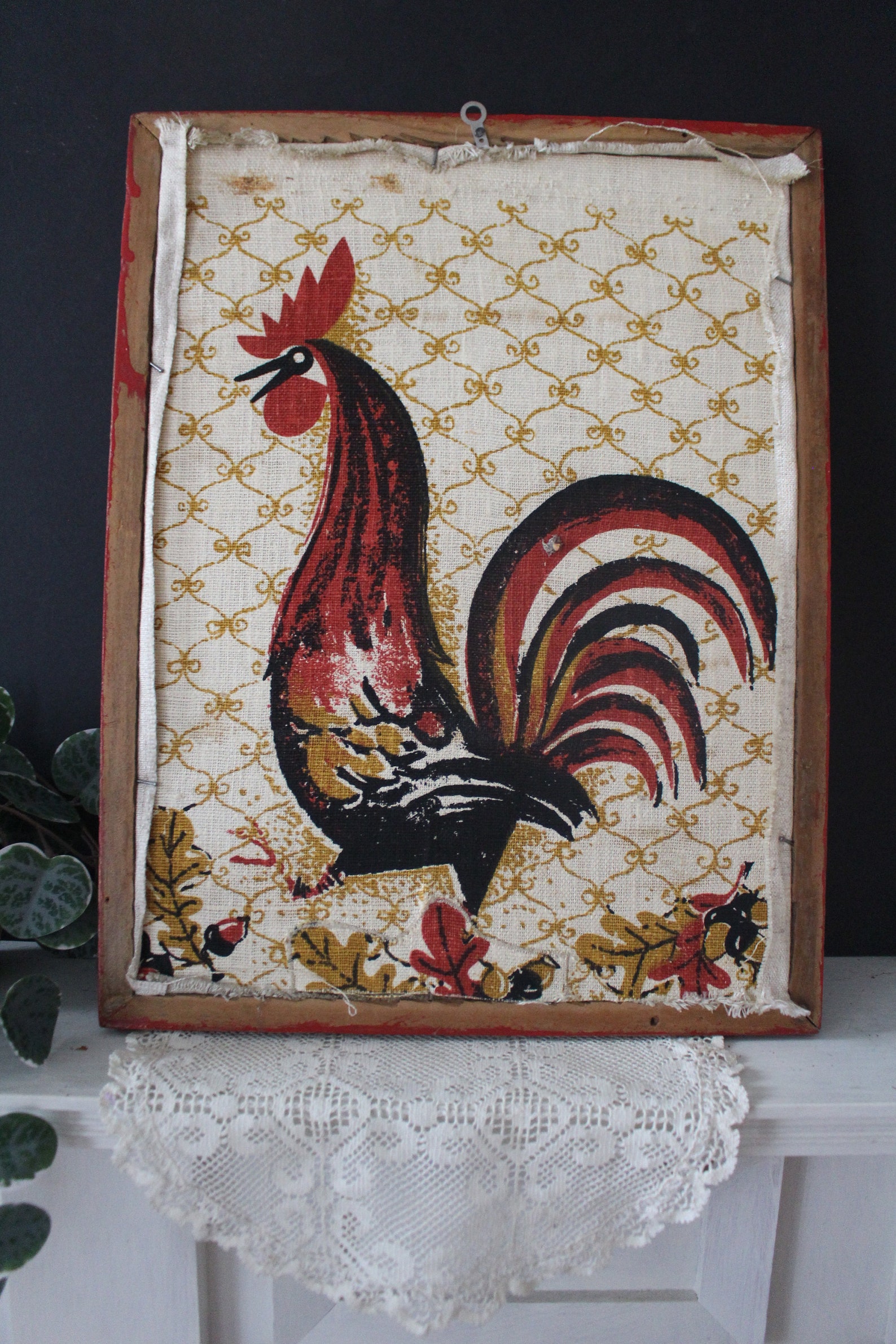 Vintage Crewel Embroidered Art Work - Colorful Kitchen Clock & Jars of ...
