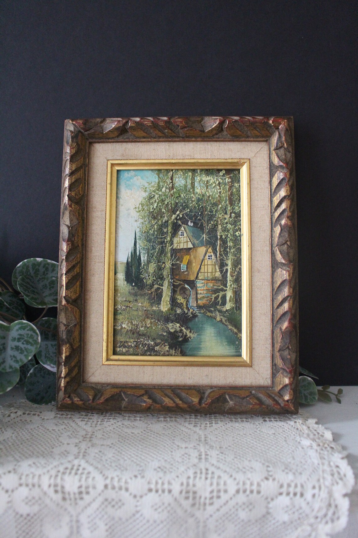 Vintage Oil Painting Framed Oil on Canvas Nature Water - Etsy