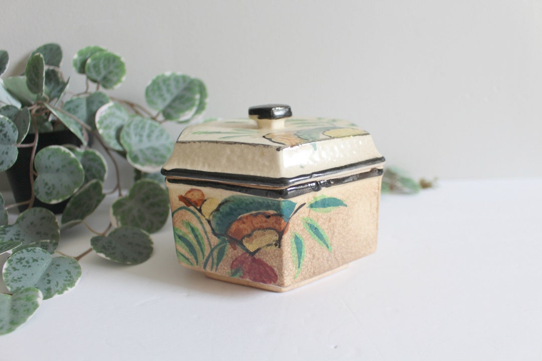 Vintage Ceramic Trinket Box Made in Japan Octagon Lidded Storage ...