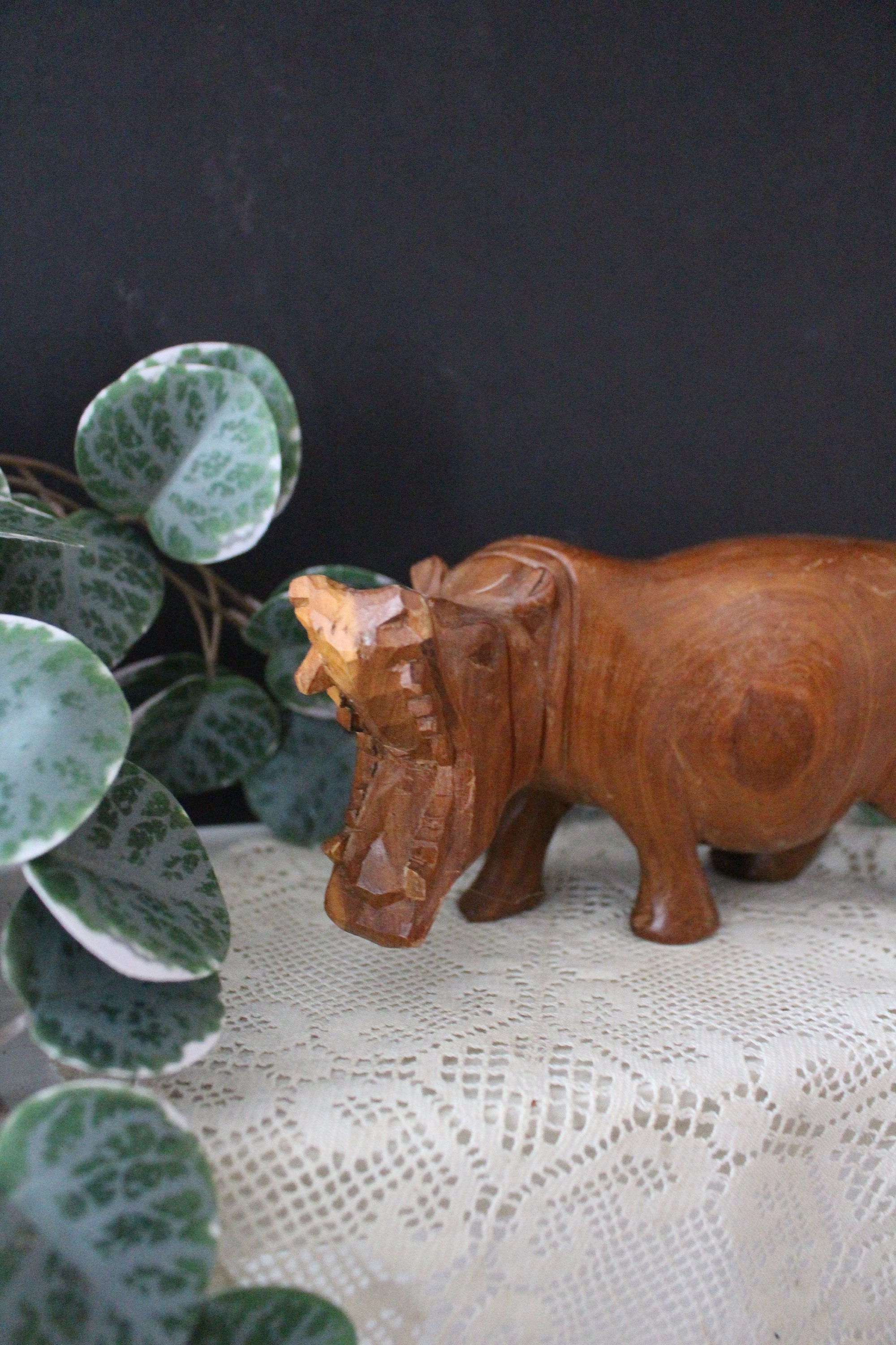 Vintage Wooden Hippo Figure House Hippo Statue Decorative | Etsy