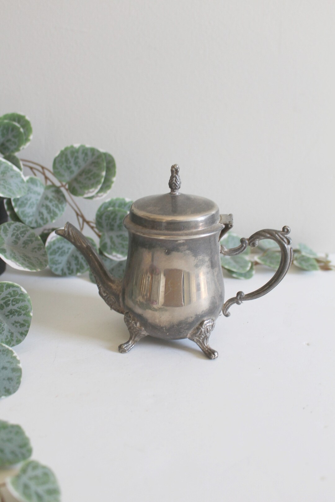 Vintage Teapot | Silver Plated Small Teapot | Handled Footed Lidded ...