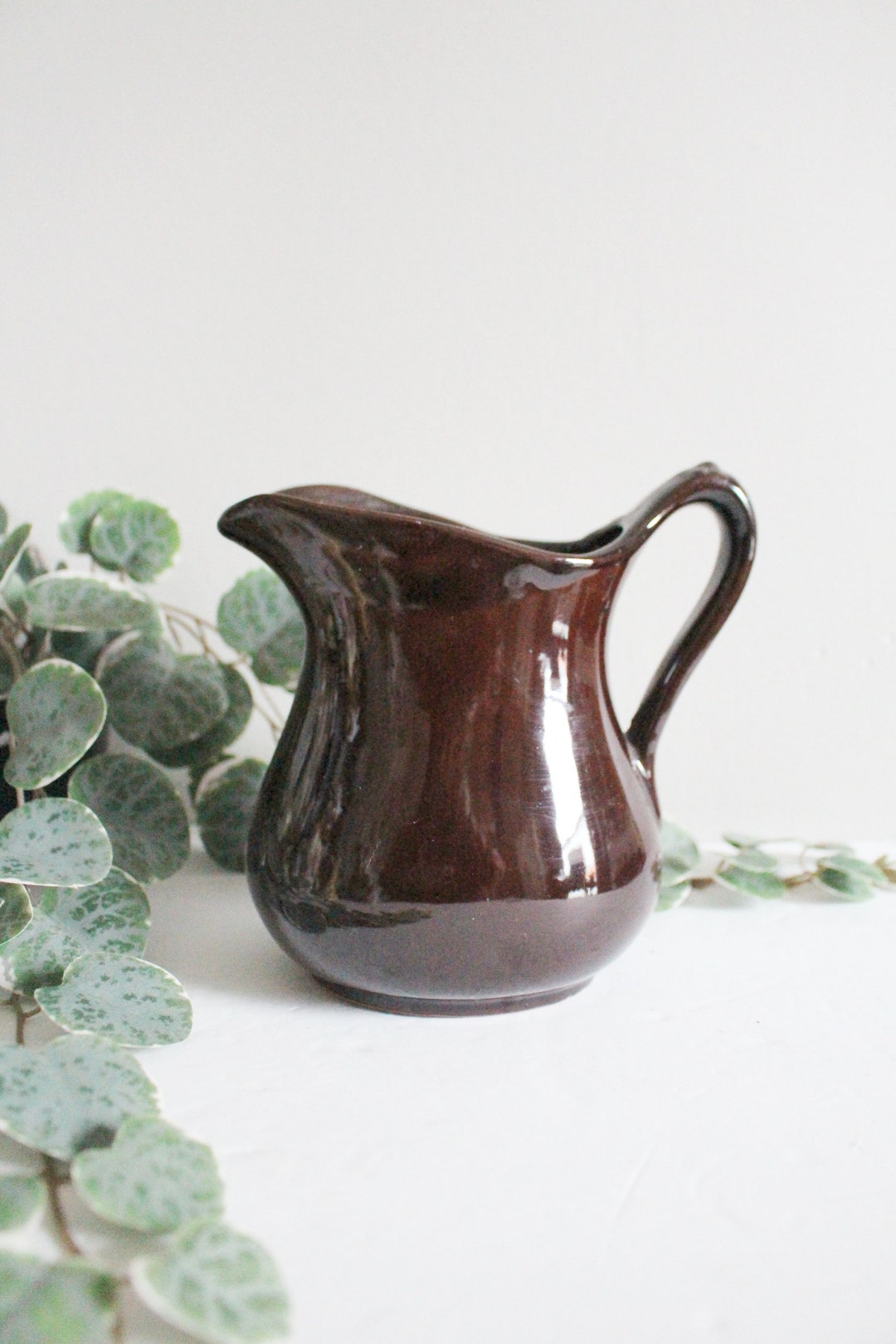 Vintage Brown Stoneware Pitcher | Gorgeous Crock Pottery Pitcher Vase ...