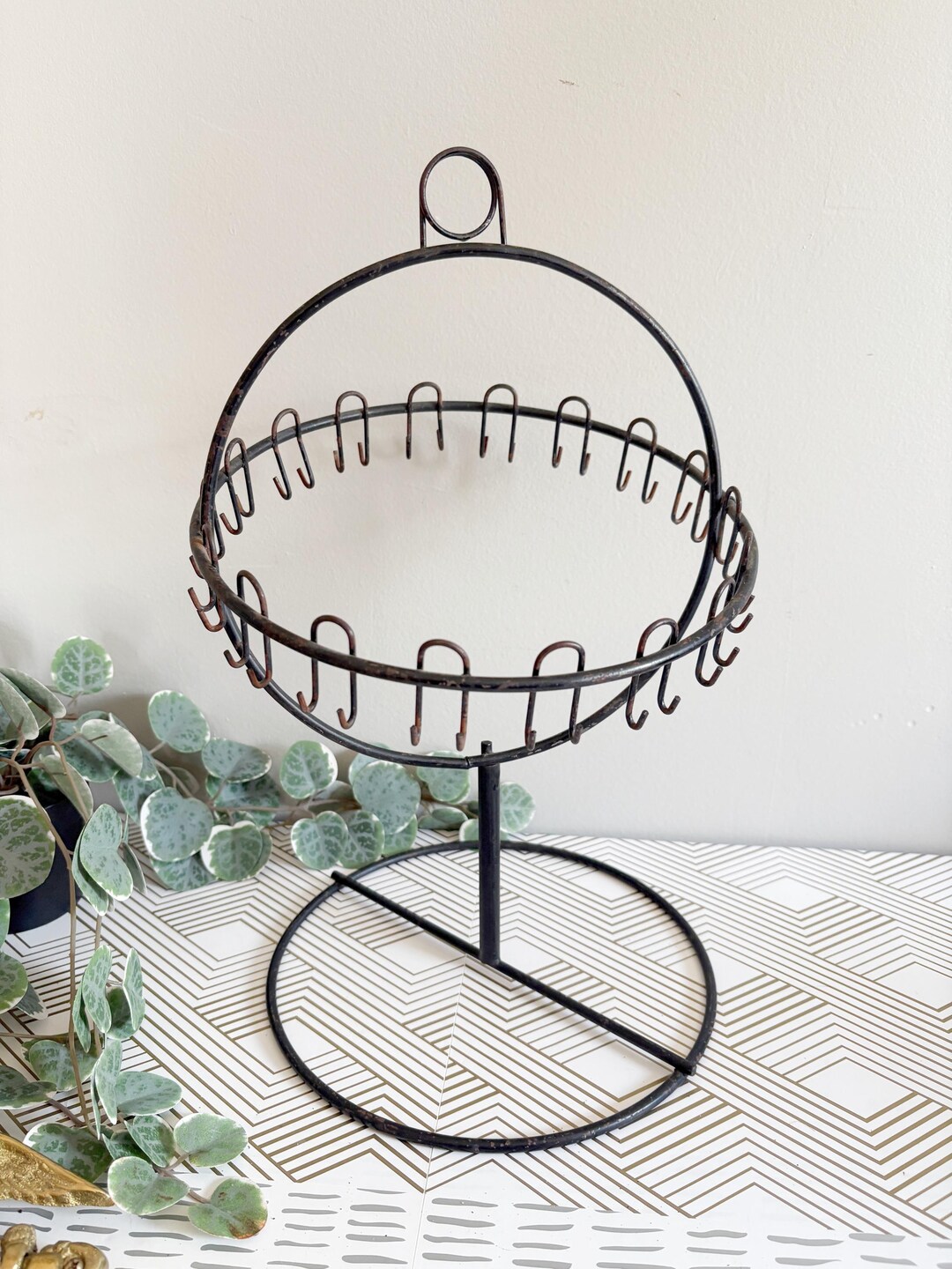 Antique Rotating Tie Rack Globe | Black Industrial Department Store ...