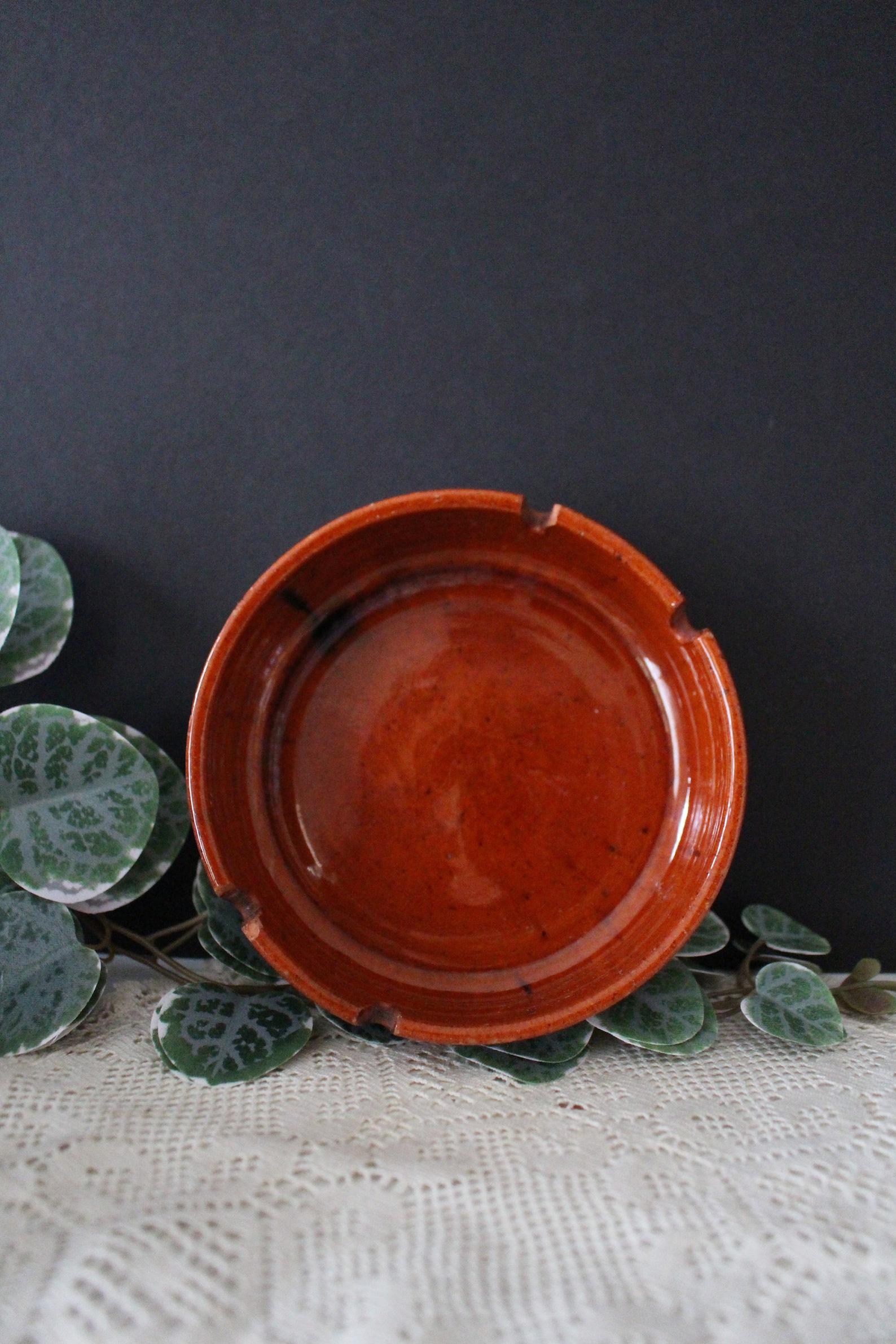 Vintage Ashtray - Orange Ceramic Pottery Speckled Small Round ...