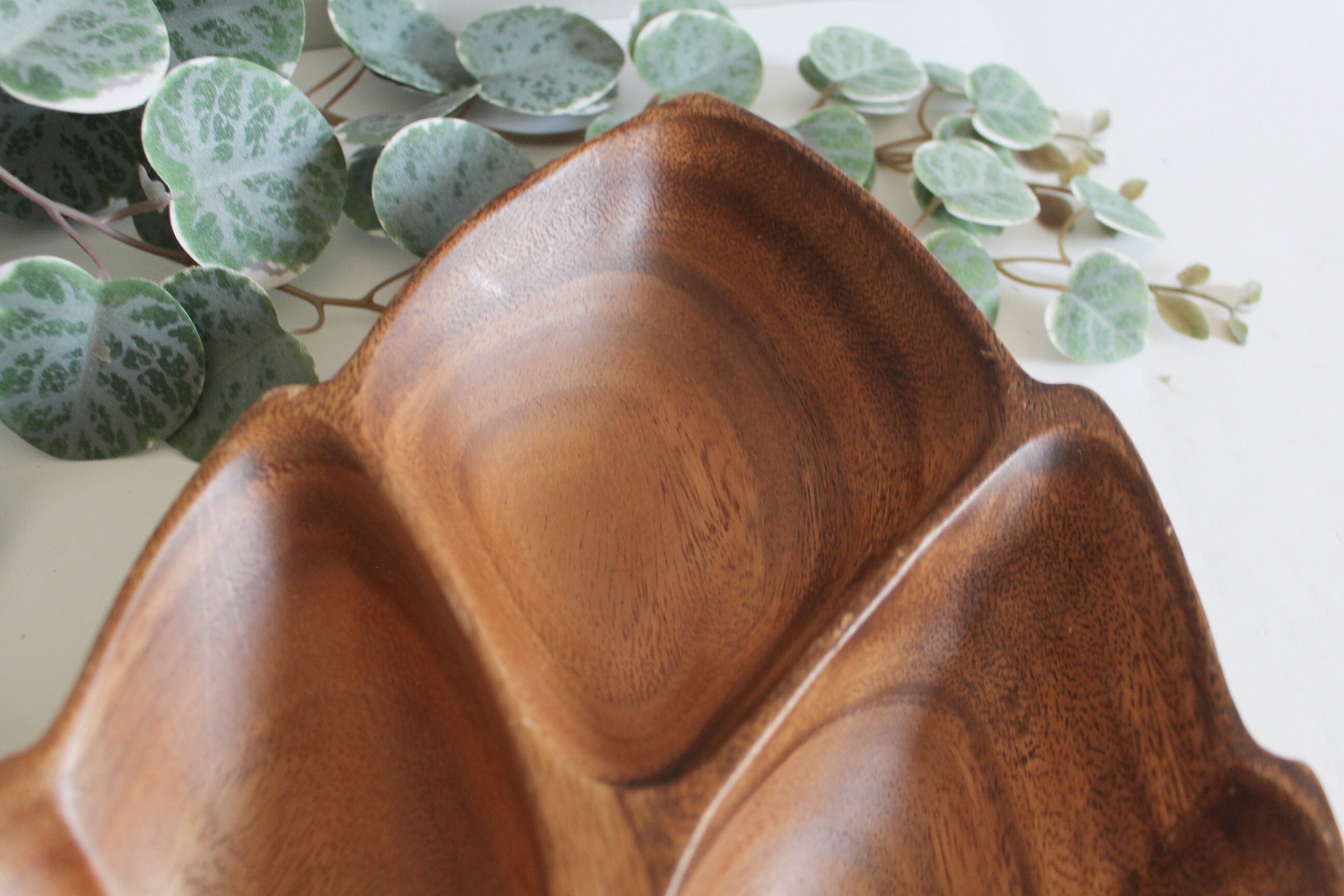 Vintage Wood Leaf Serving Tray Divided Solid Wood Tureen - Etsy