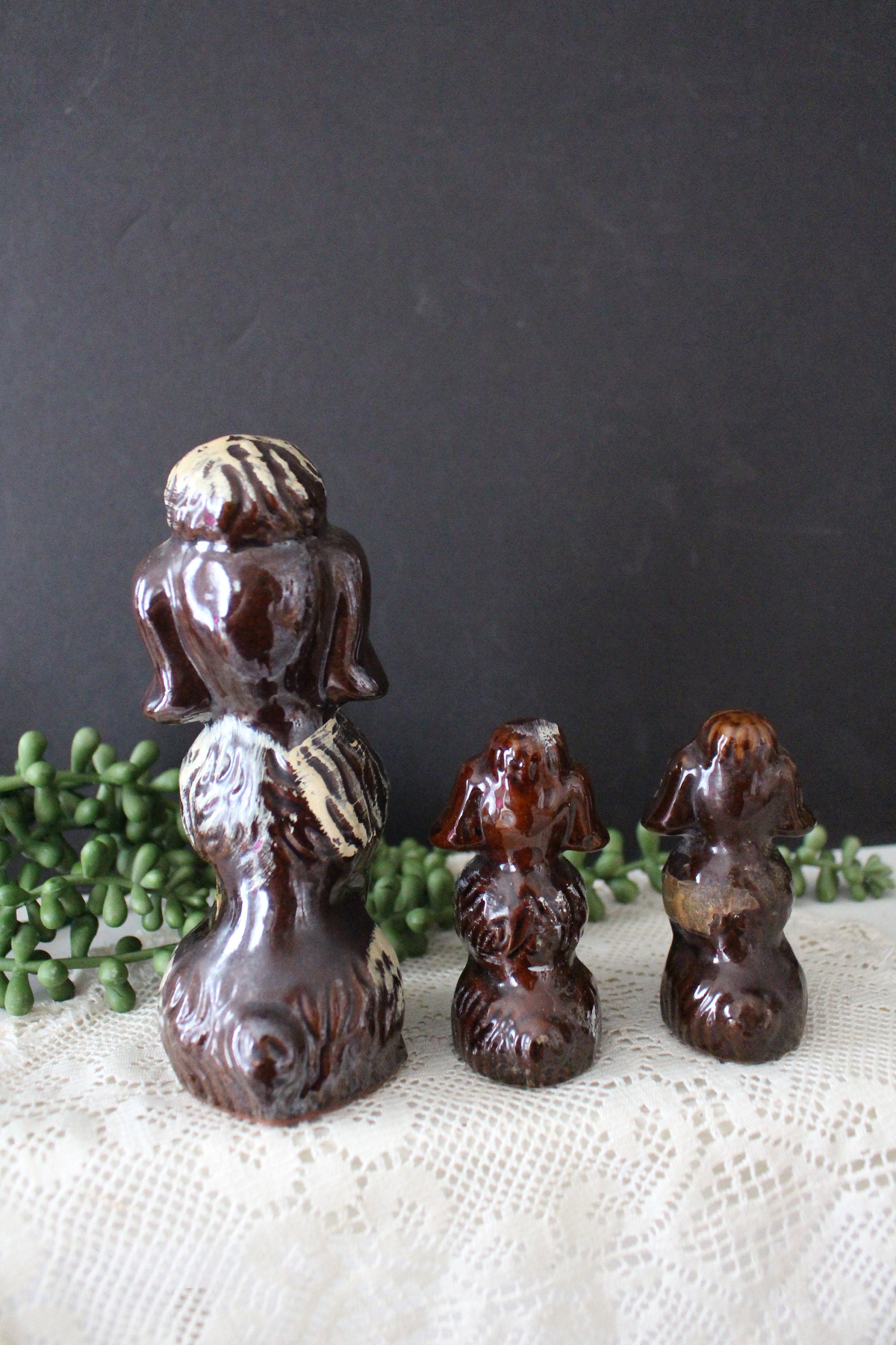 Vintage 1960's Ceramic Poodles Set of 3 Brown and White | Etsy