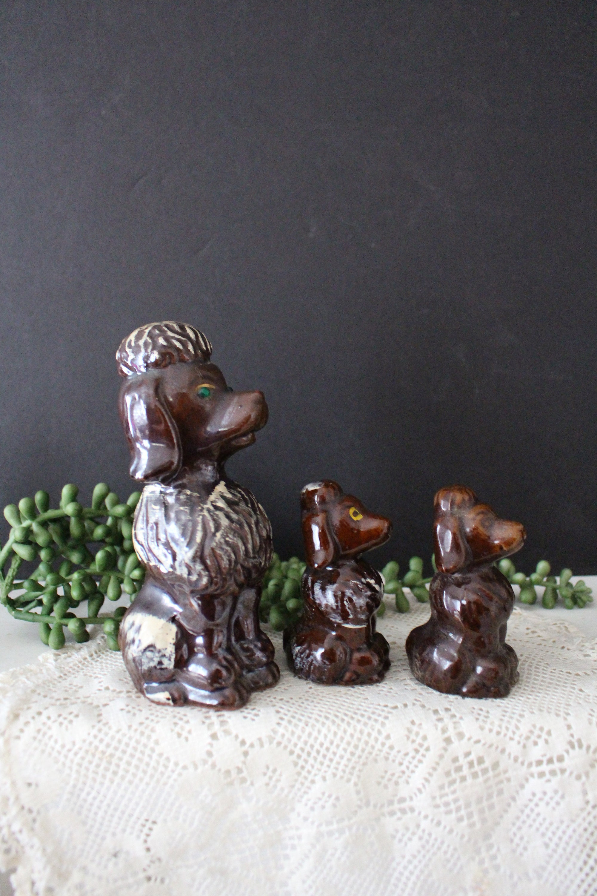Vintage 1960's Ceramic Poodles Set of 3 Brown and White | Etsy