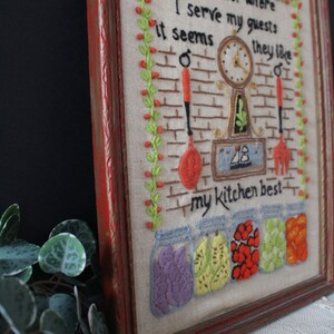 Vintage Crewel Embroidered Art Work - Colorful Kitchen Clock & Jars of ...
