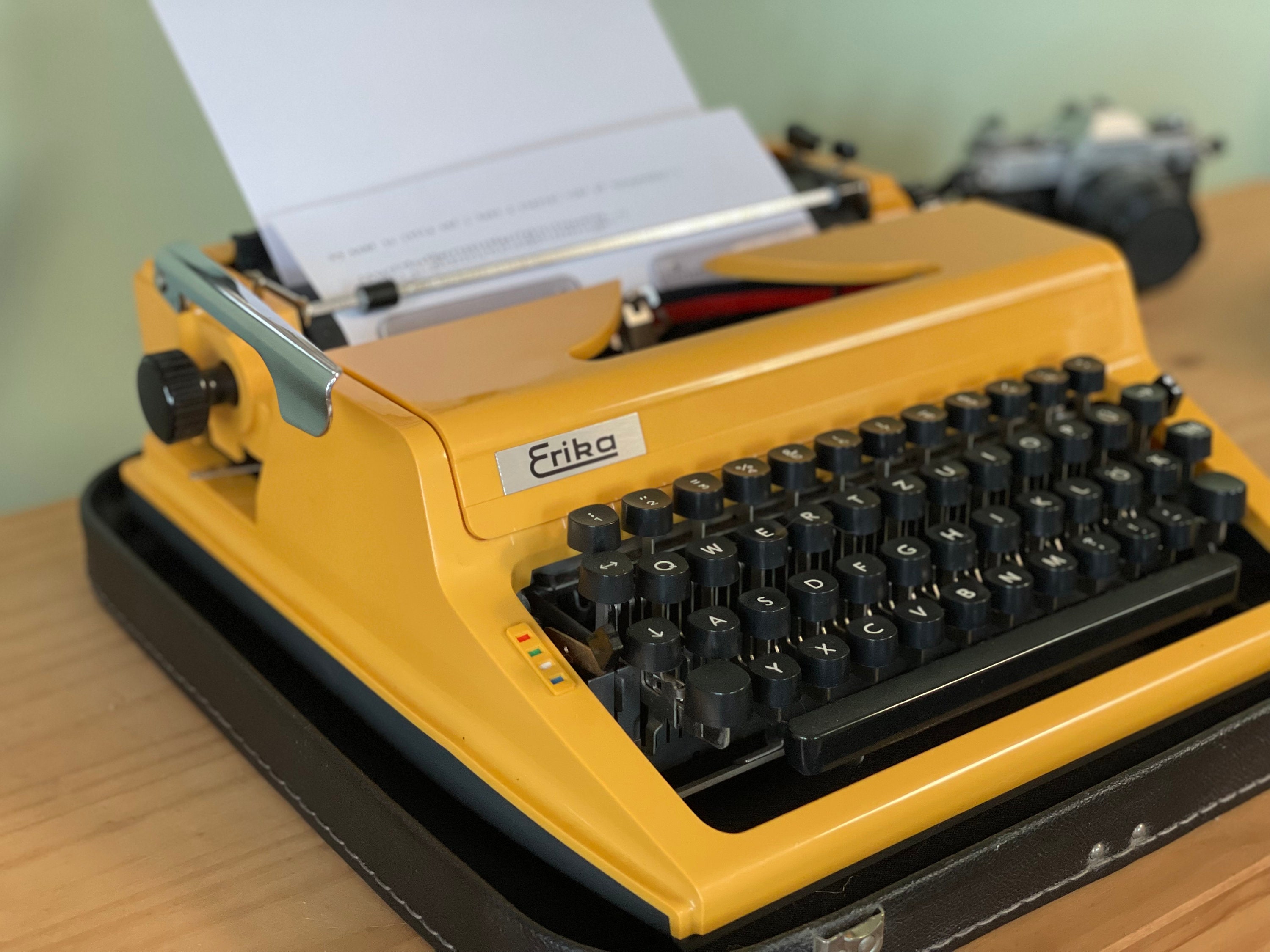 Rare Serif Font / Cursive Typewriter Erika, 70s / 80s, Yellow/orange ...
