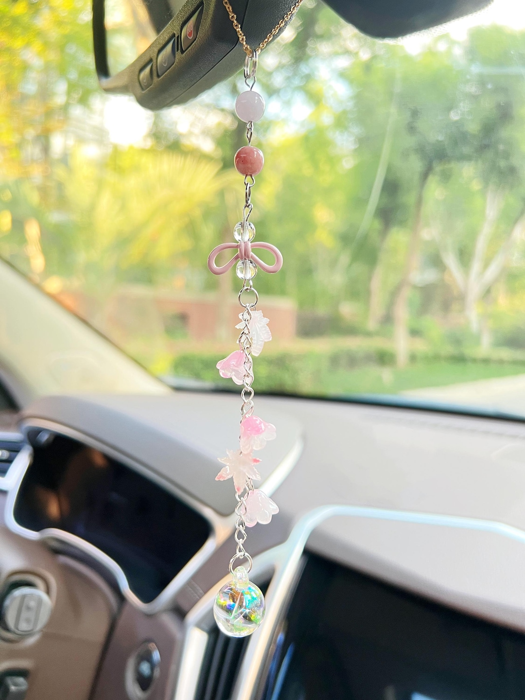 Kawaii Car Charm Crystal Lily Rear View Mirror Car Charms 1 - Etsy