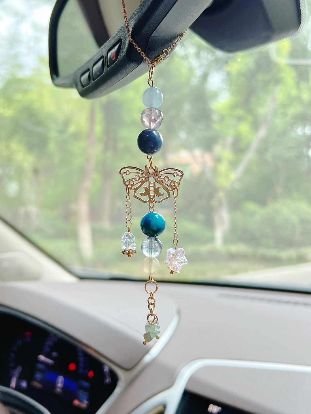 Kawaii Car Charm - Crystal Butterfly Rear View Mirror Car Charms - Etsy