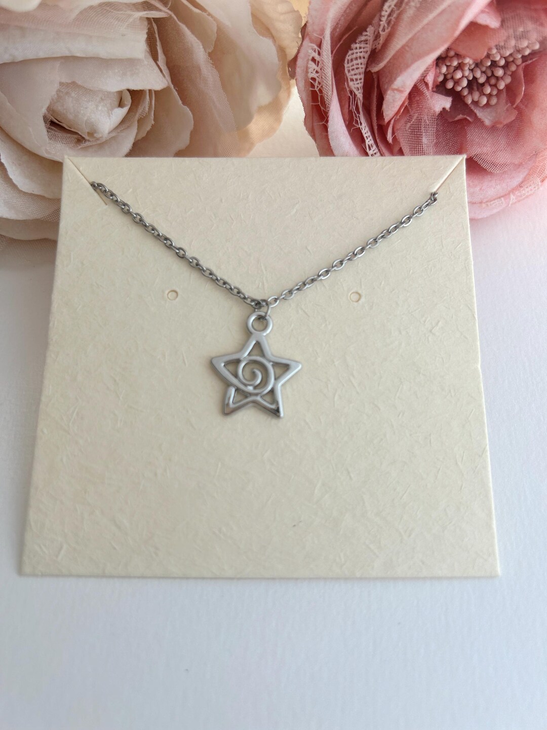 Silver Swirly Star Necklace - Faircore Necklace - Star Necklace - Etsy