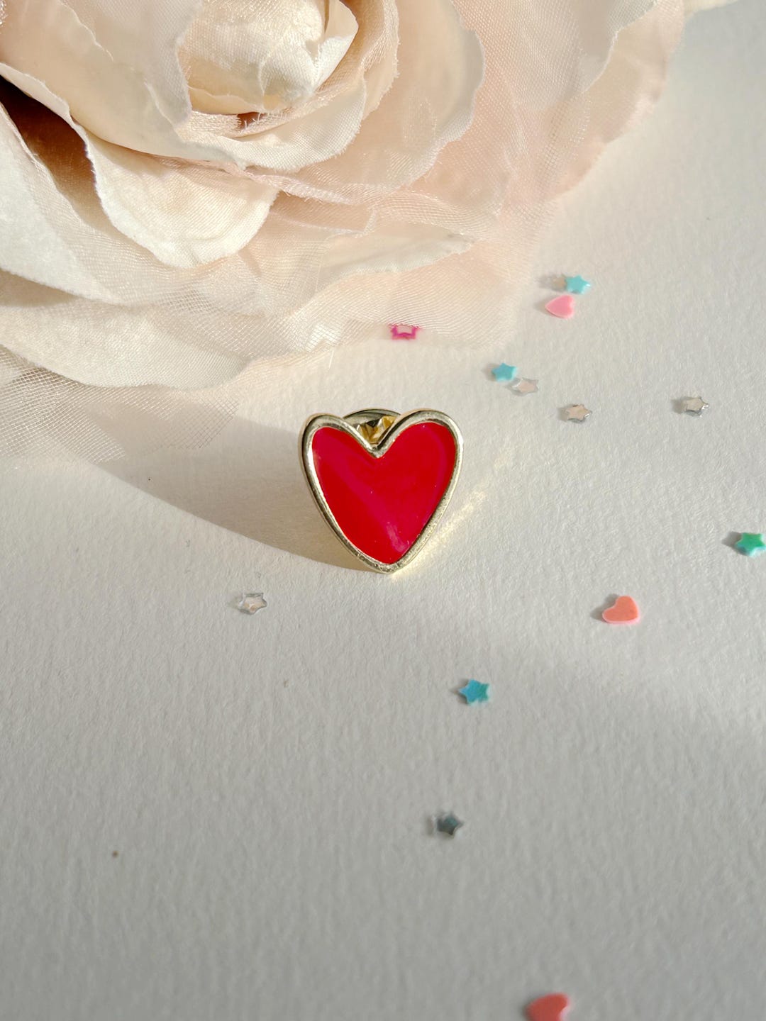 Red Heart Pin Button - Etsy