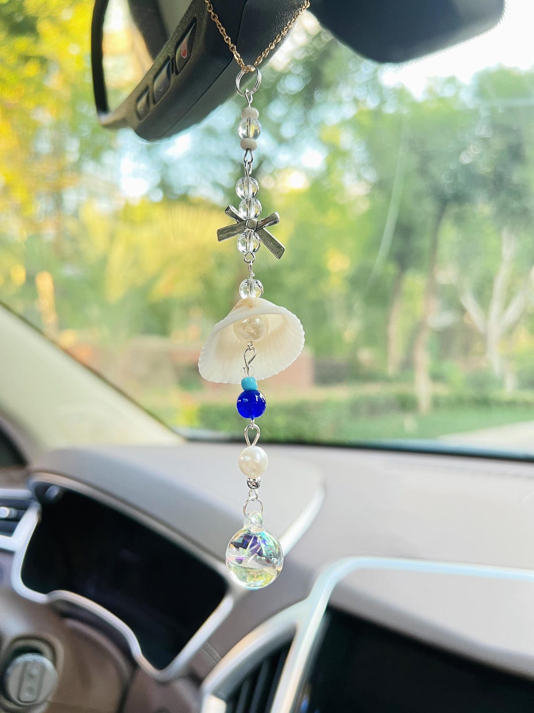 Kawaii Car Charm Crystal Shell Rear View Mirror Car Charms 1 - Etsy