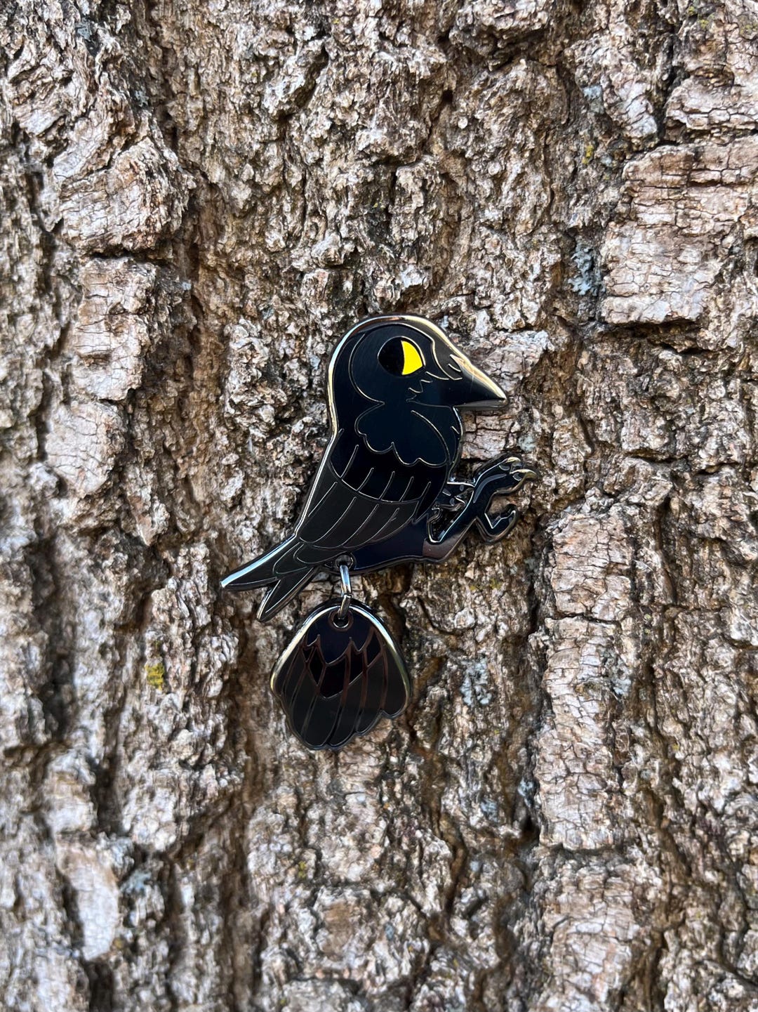 Crow With Hanging Tail Hard Enamel Pin - Etsy