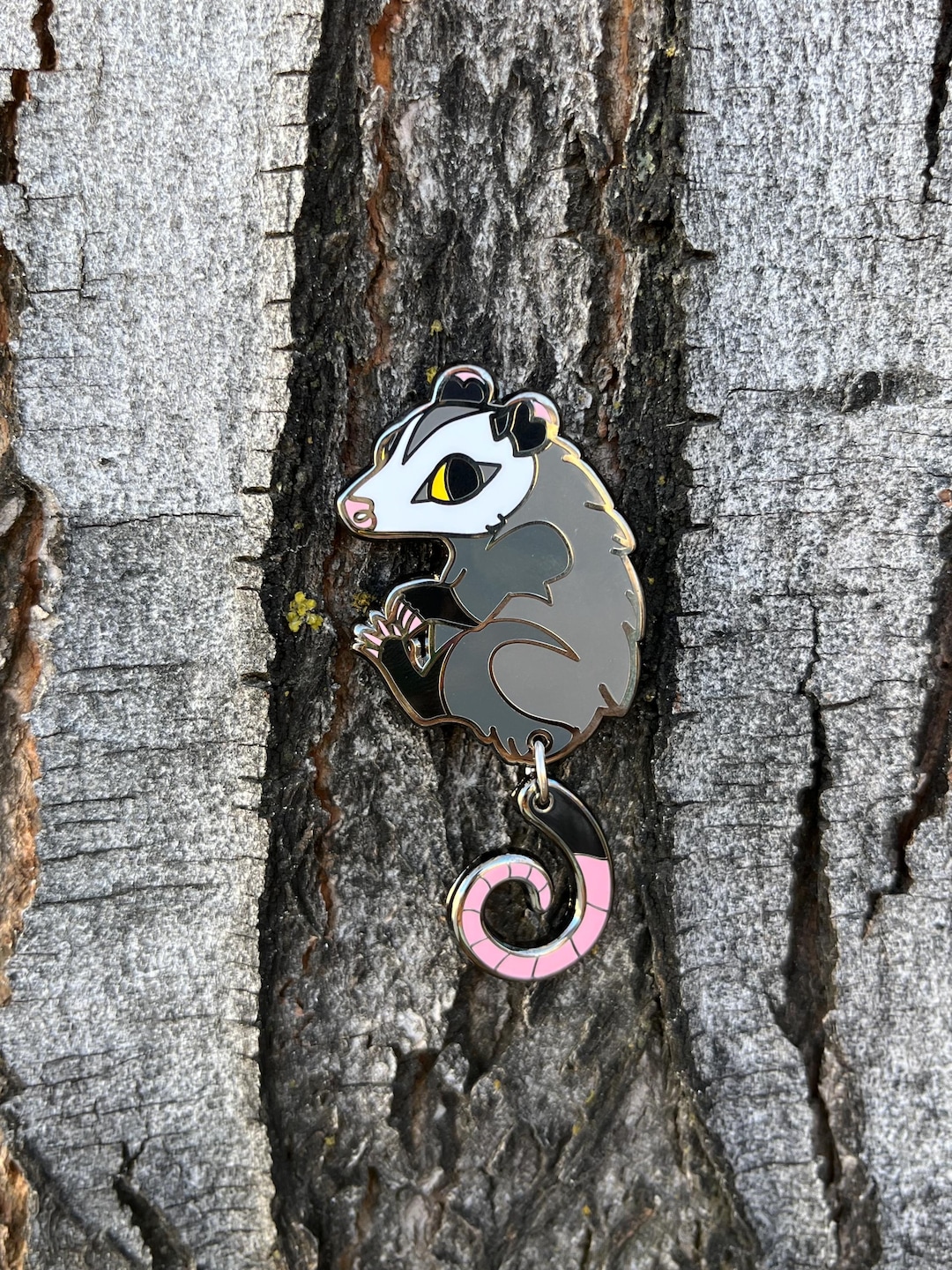 Opossum With Hanging Tail Hard Enamel Pin - Etsy