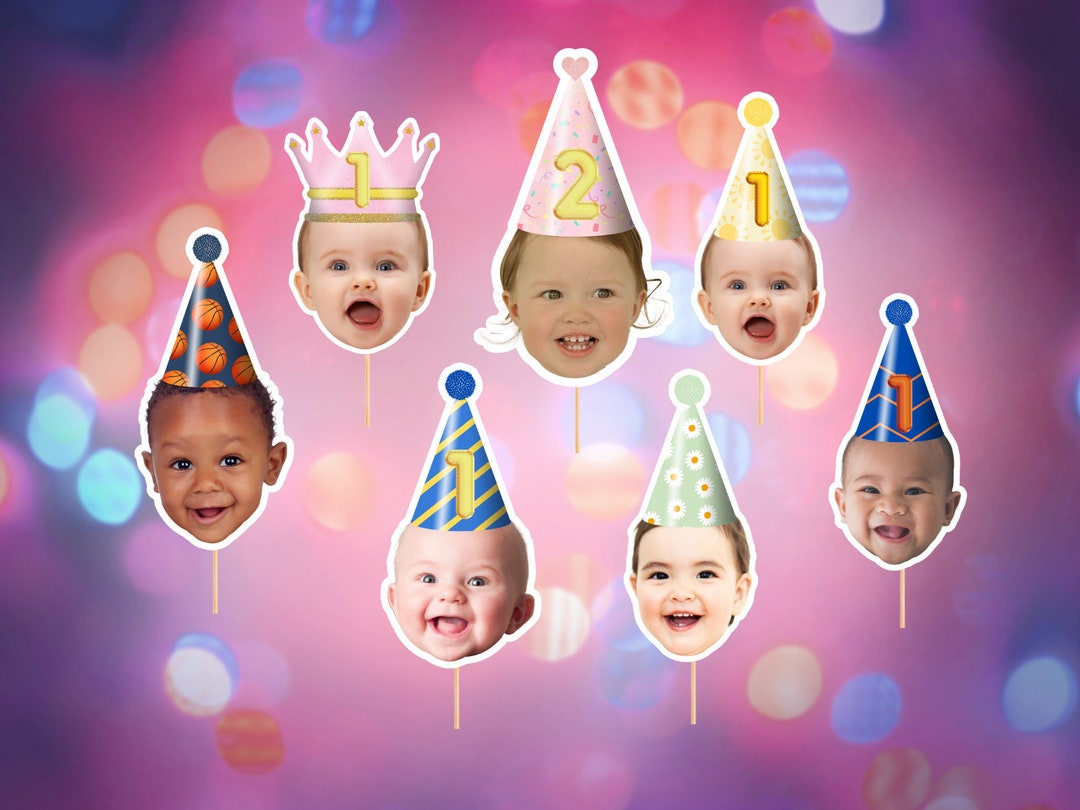 Face Cupcake Topper, Custom Baby Face Cupcake Topper, First Birthday ...
