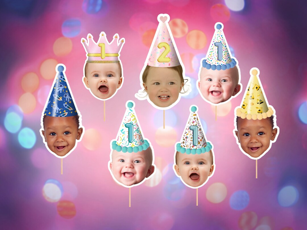 Face Cupcake Topper, Custom Baby Face Cupcake Topper, First Birthday ...