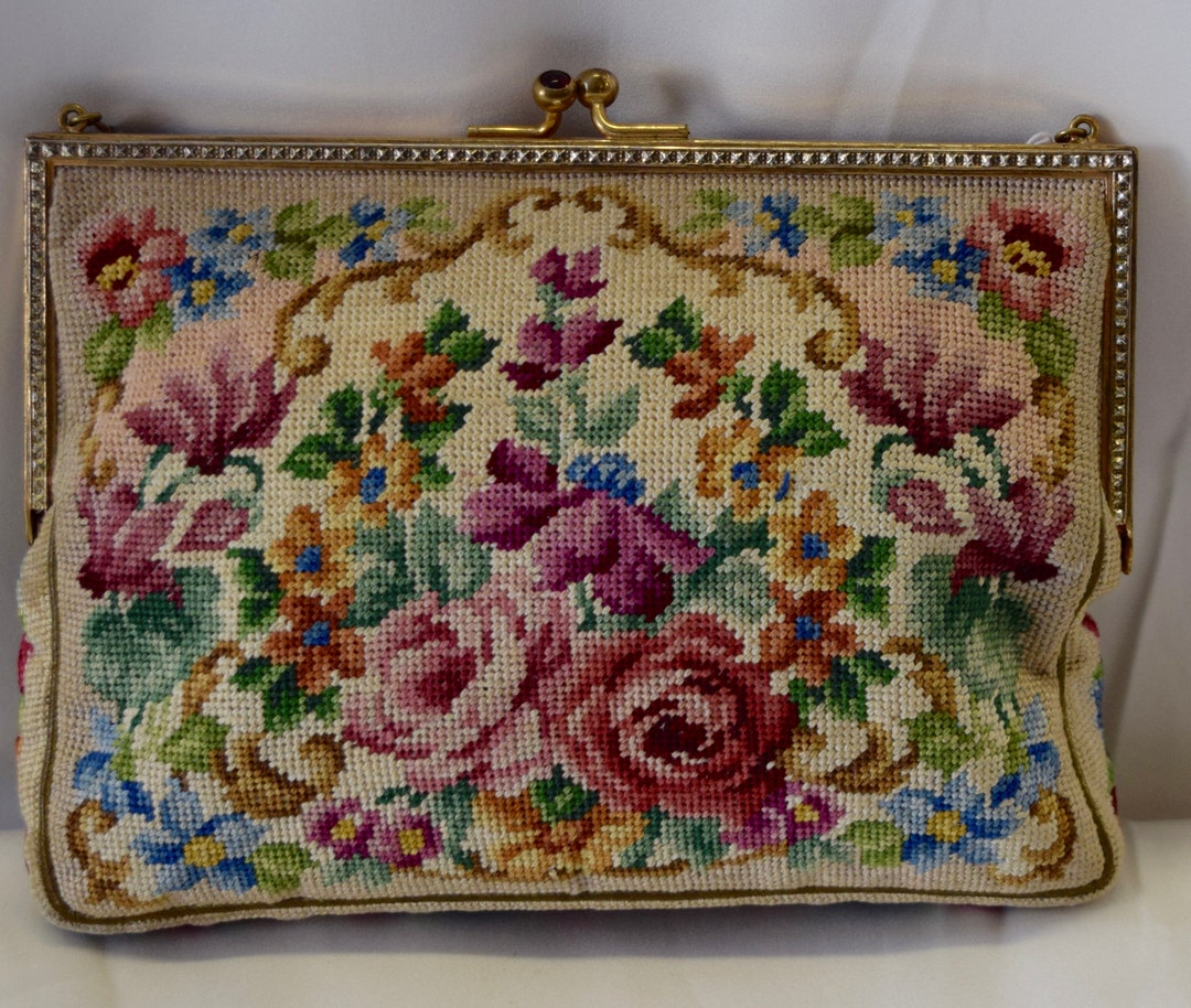 Vintage Small Wiener Studio Smejkal Needlepoint Purse With Floral ...