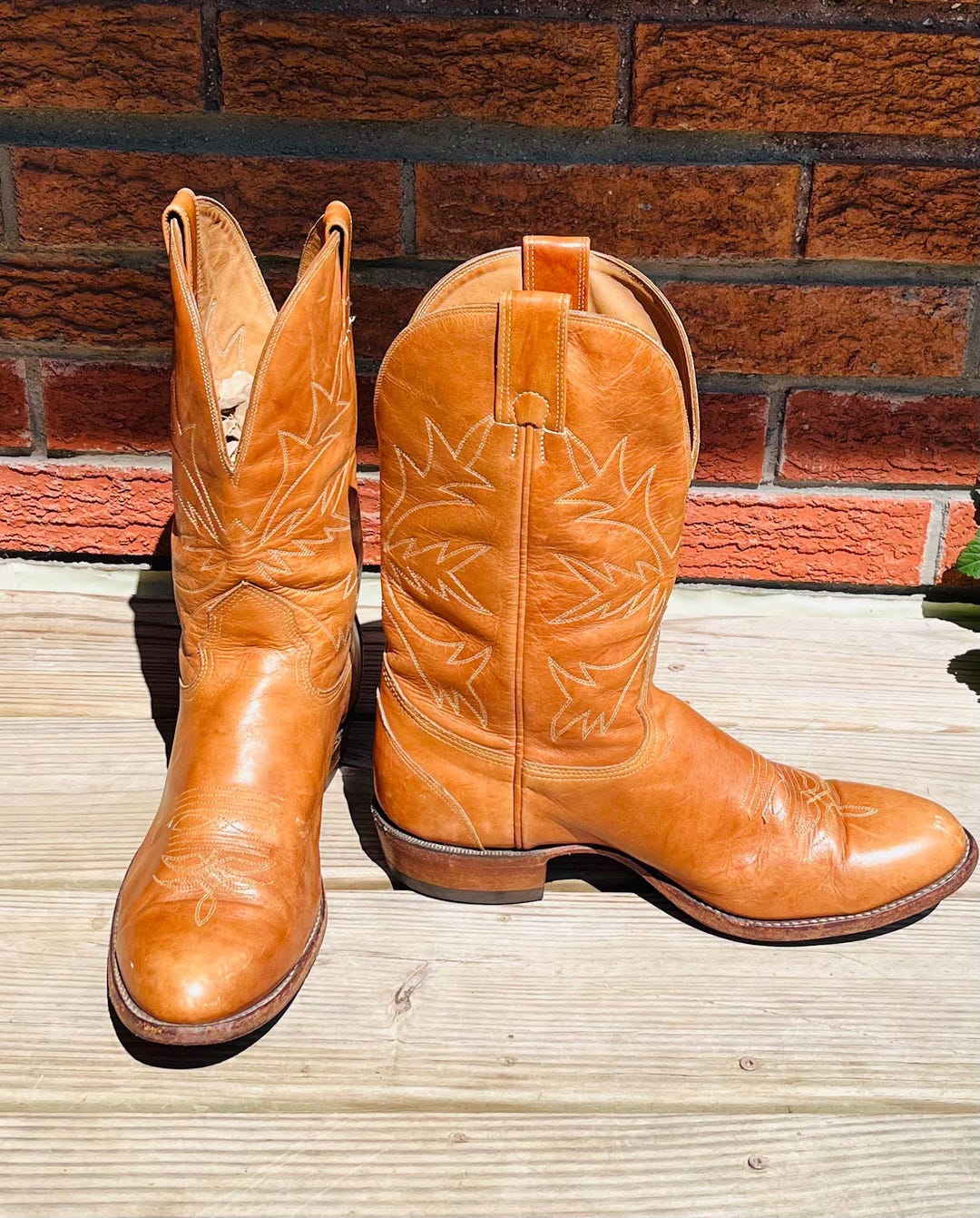 Vintage Men's Tan Western Cowboy Boots Size 11D, Cowboy Boots, Vintage ...