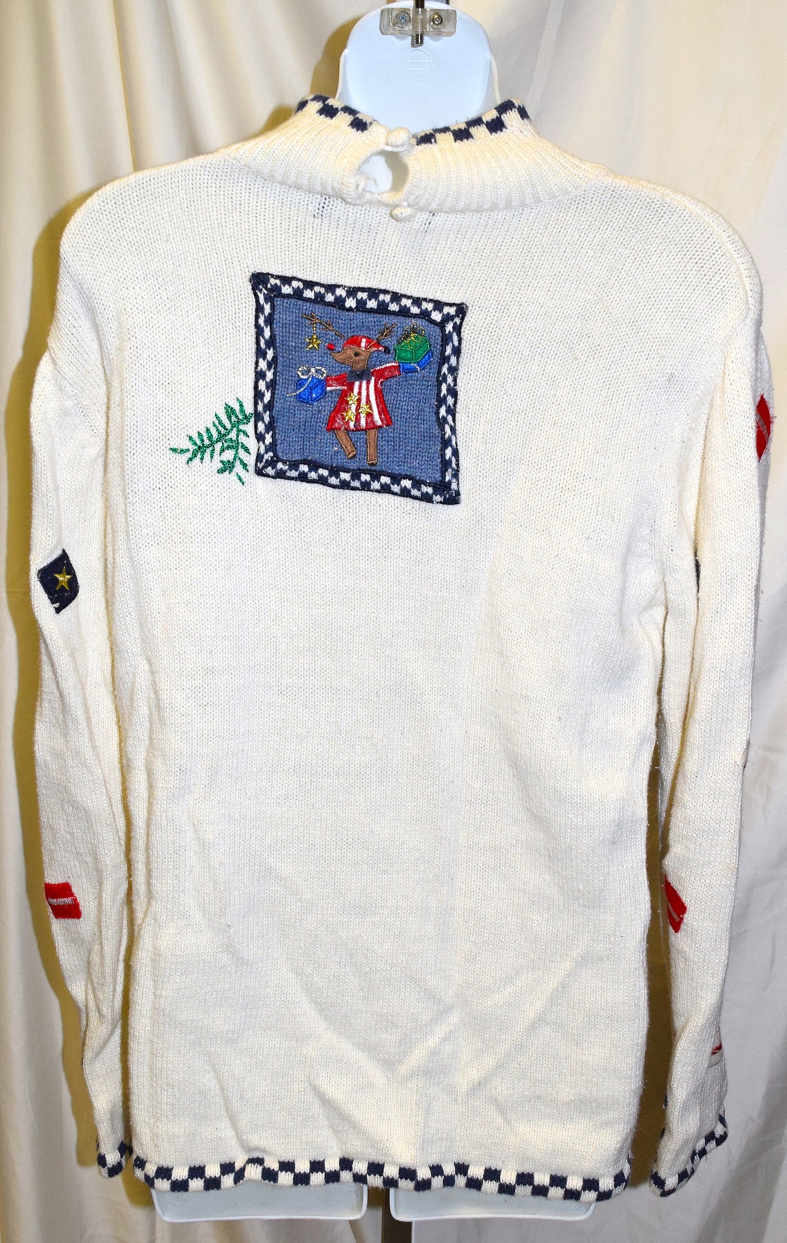 Vintage Christmas Sweater Snowman & Santa Design Christmas - Etsy Canada