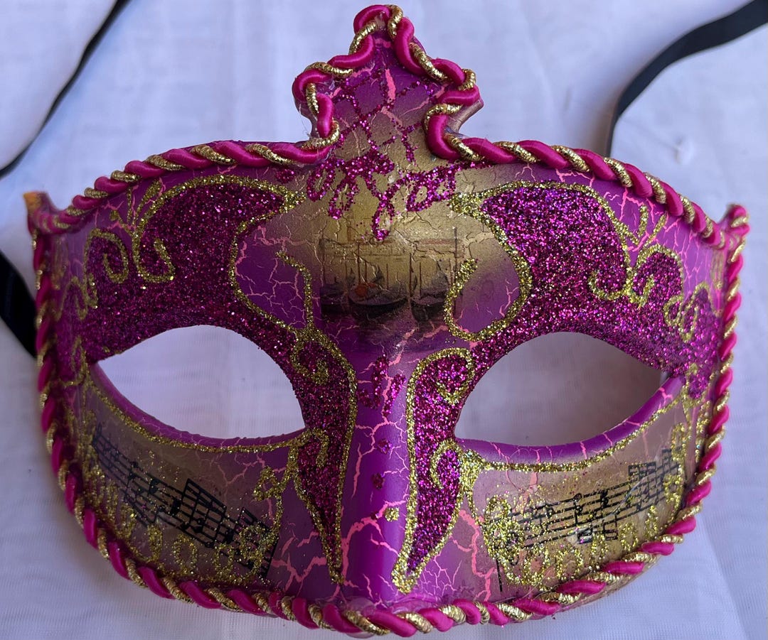 Pink & Gold With Music Notes Masquerade Mask, Halloween Mask ...
