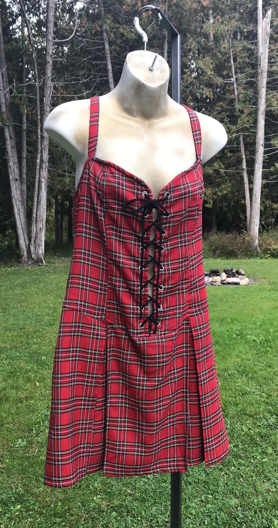 Vintage Lip Services Gothic Plaid Dress Size X-large, Gothic Dress ...