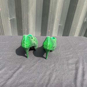4” Inch Heel Sparkle Green Mary Jane Shoes Size 12, Drag Shoes, Wizard ...