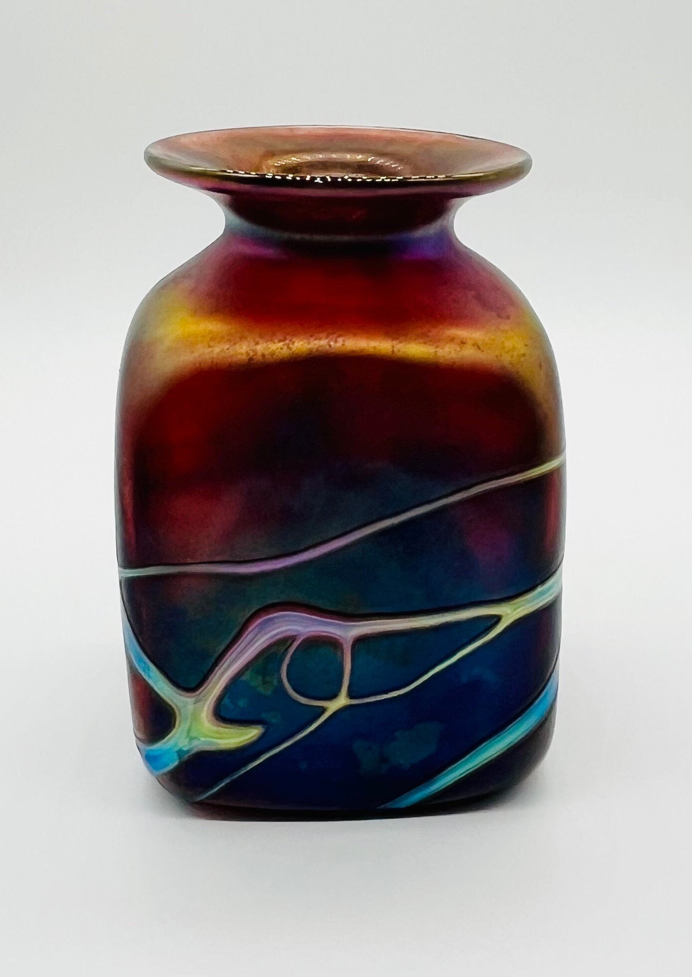 Handmade Signed Robert Held Art Glass Square Shape Metallic Iridescent ...