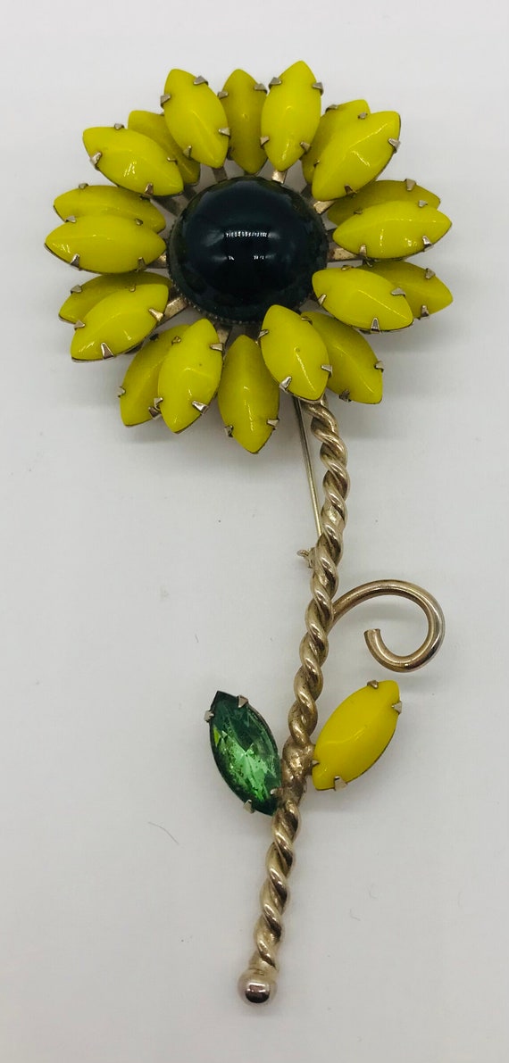 Vintage WEISS Large Sunflower Brooch Pin, Vintage Cos… - Gem