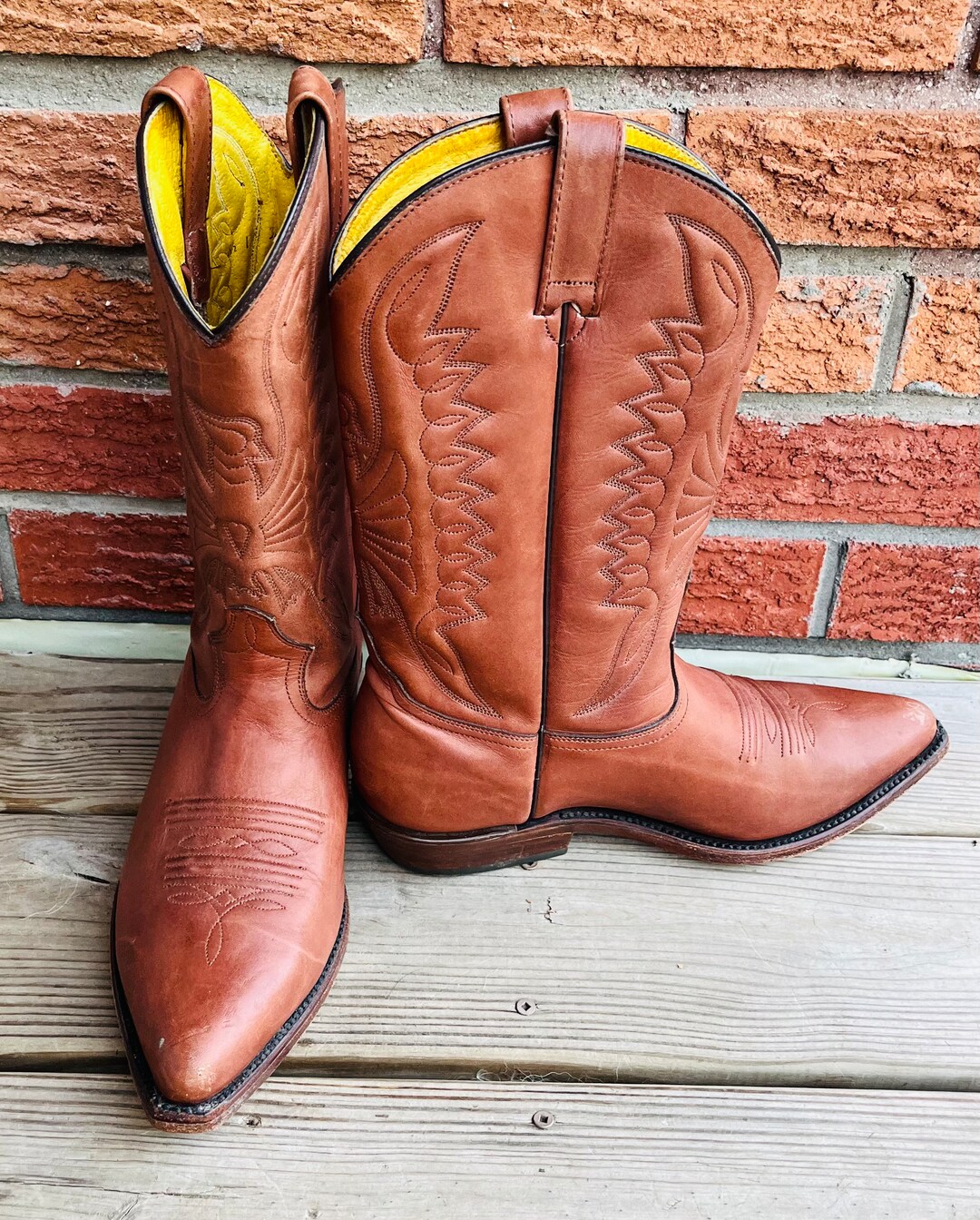 Vintage Men’s Tan Western Cowboy Boots Size 8 1/2, Cowboy Boots ...